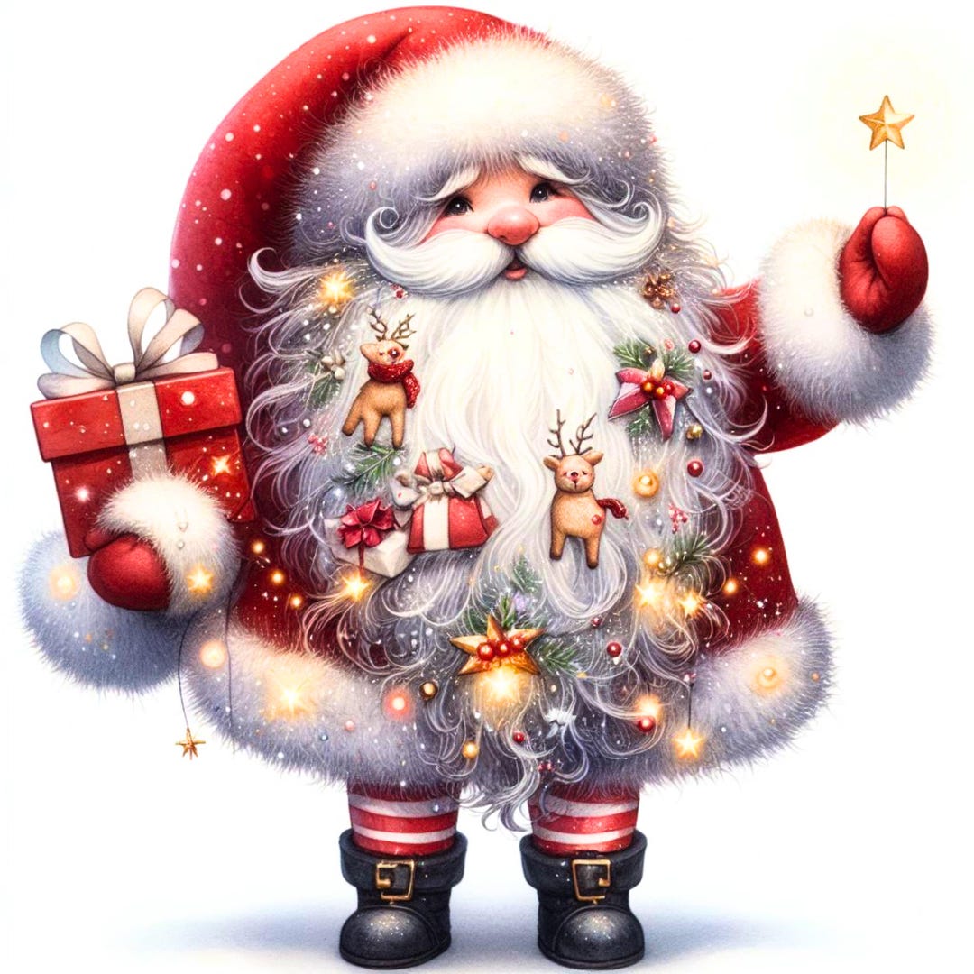 Whimsical SANTA Clipart PNG 15 Cute Santa Claus Christmas Holiday ...