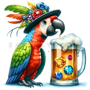 October Beer Bird Clipart - Funny Crow Drinking Beer, Oktoberfest ...