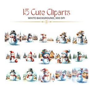 Mister SNOWMAN Clipart PNG 15 Cute Whimsical Christmas Holiday Clipart ...