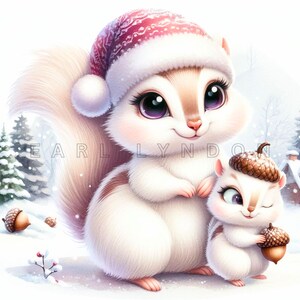 Mama Baby Chipmunk Clipart - Cute Whimsical Christmas Fantasy Art ...
