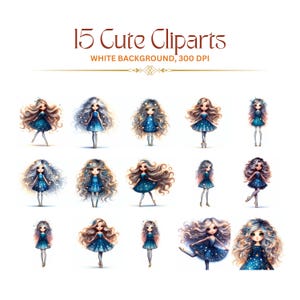 Winter GIRL Clipart PNG 15 Cute Whimsical Doll Christmas Holiday ...