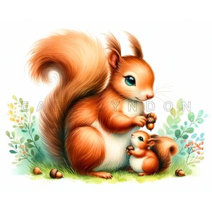 Mama Baby Squirrel Clipart - Mother's Day Fantasy Art, Spring ...