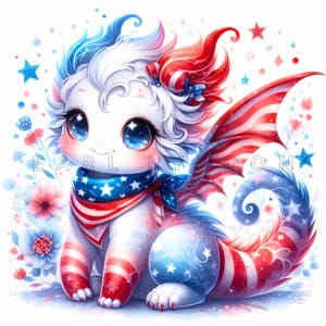 USA Dragon Clipart - Patriotic American Baby Dragon Fantasy Art ...