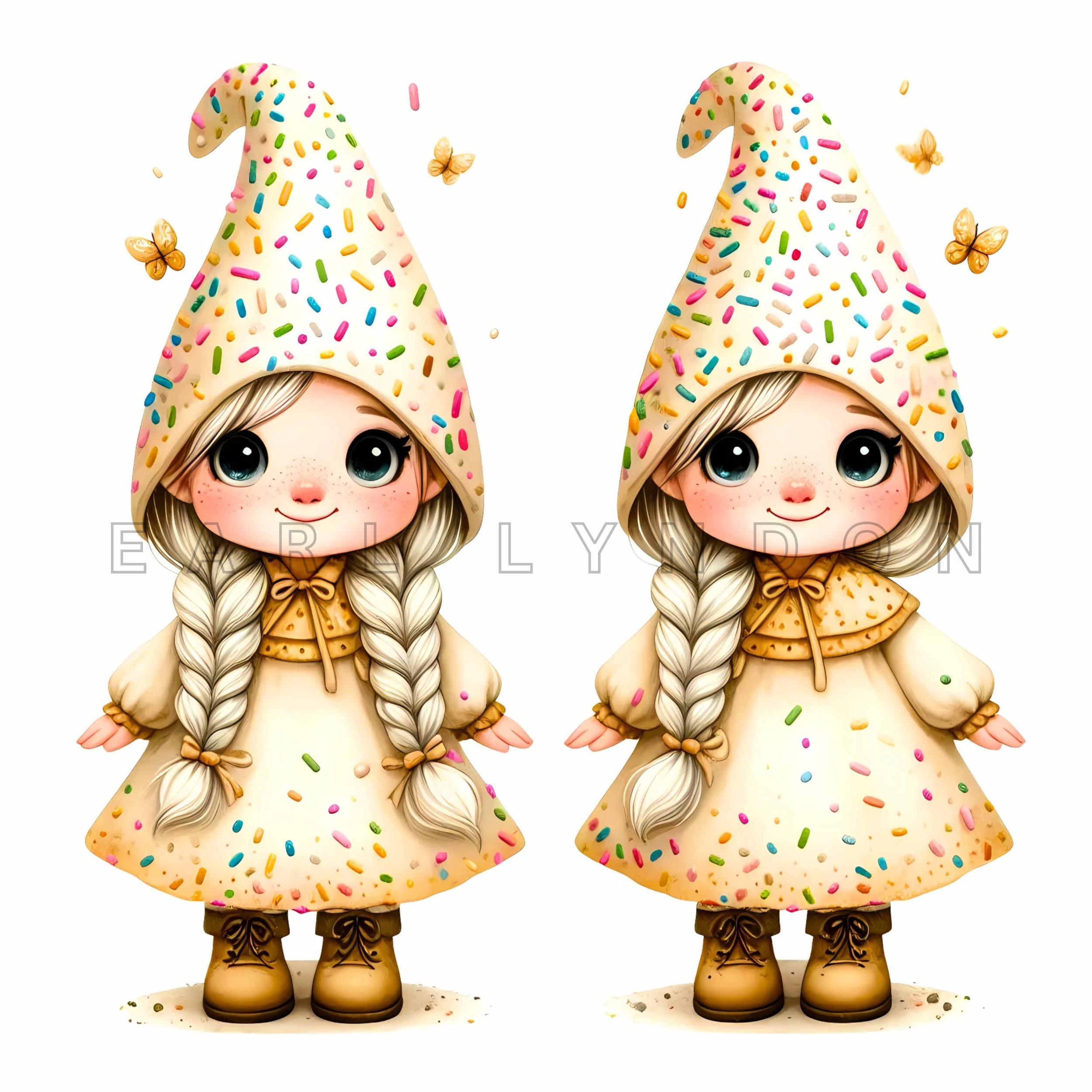 Vanilla Sprinkles Princess Gnome Clipart - Cupcake Topper Fantasy Art ...