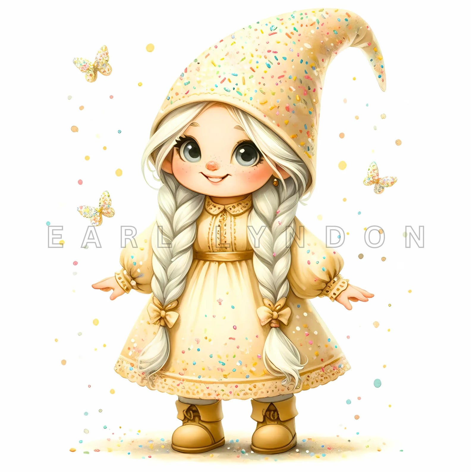 Vanilla Sprinkles Princess Gnome Clipart - Cupcake Topper Fantasy Art ...