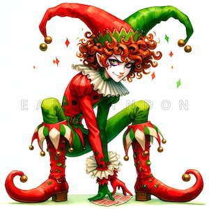 Mischievous Christmas JESTER Clipart PNG 15 Cute Quirky Holiday Comic ...