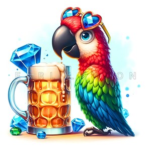 October Beer Bird Clipart - Funny Crow Drinking Beer, Oktoberfest ...