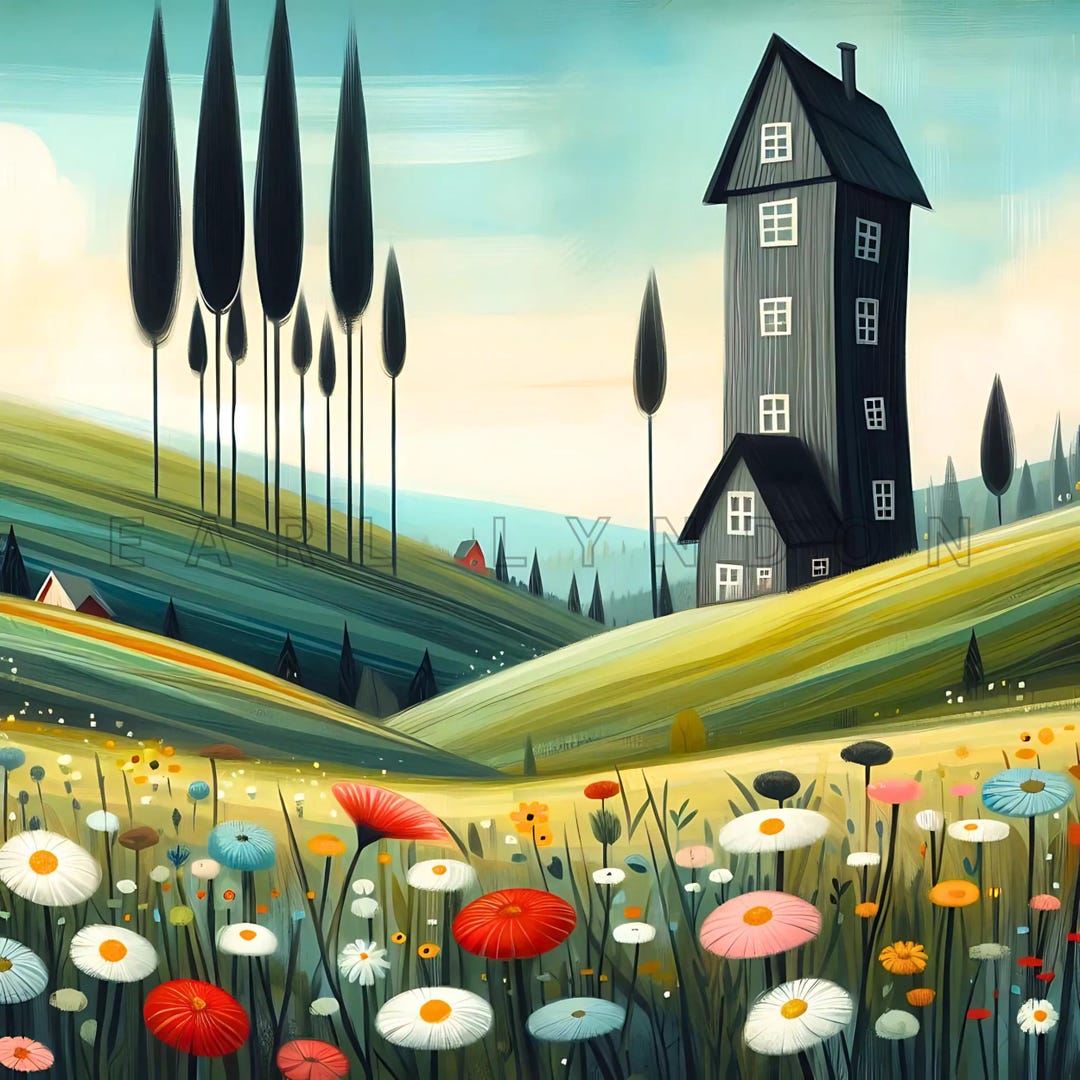 Spring Country Clipart - Blooming Countryside Fields Fantasy Art ...