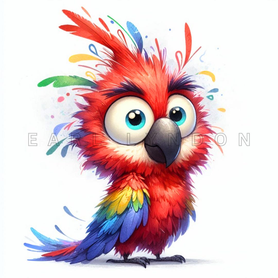 Silly Macaw Clipart - Cute Angry Macaws Digital Art, Whimsical ...