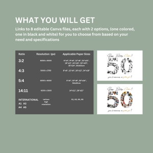 50th Birthday Photo Collage Template | Editable 50th Anniversary ...