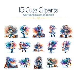 Cool Winter GIRL Clipart PNG 15 Cute Whimsical Doll Christmas Holiday ...