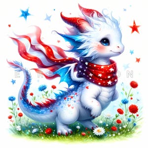 USA Dragon Clipart - Patriotic American Baby Dragon Fantasy Art ...
