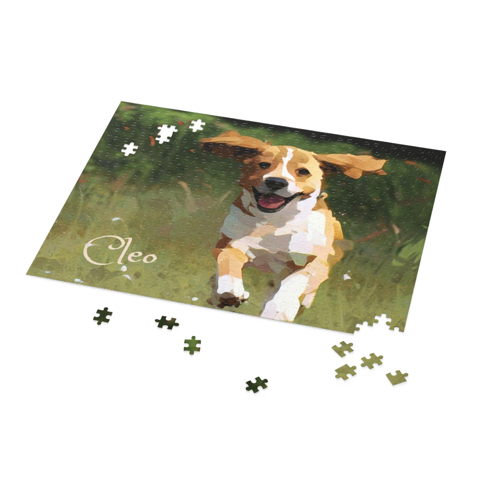 Custom Pet Photo Illustration Chipboard Puzzle in 3 Sizes Personalized ...