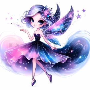Swirling Galaxy Fairy Clipart - Magical Celestial Fantasy Art ...