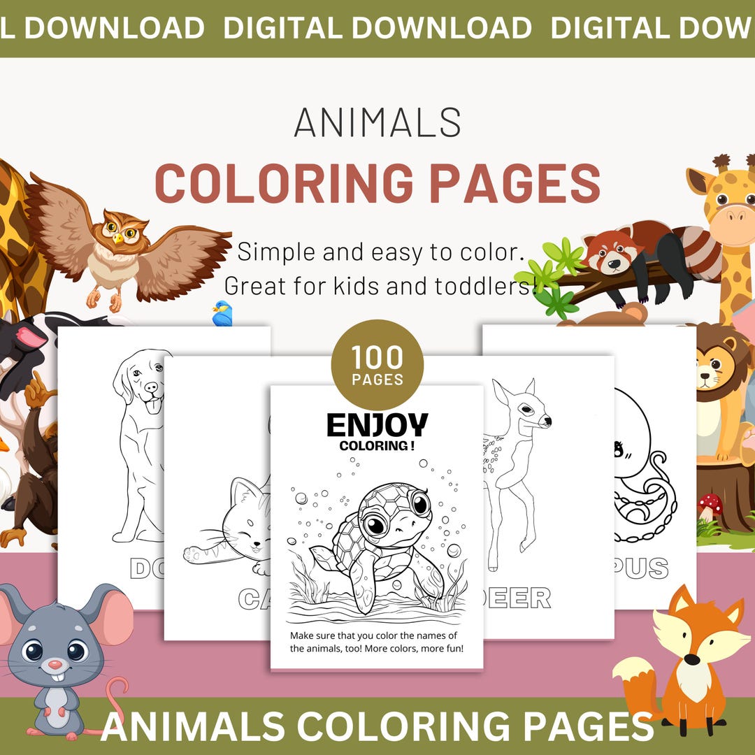 Easy Animals Coloring Pages for Kids Animal Coloring Sheets Coloring ...