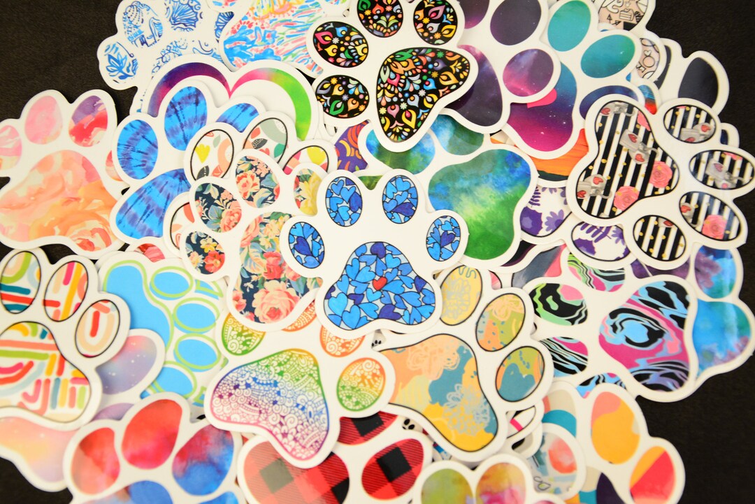 Pack of 50 Animal Paw Print Sticker Set Stickers Paw Print Stickers ...