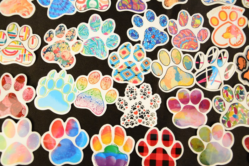Pack of 50 Animal Paw Print Sticker Set Stickers Paw Print Stickers ...