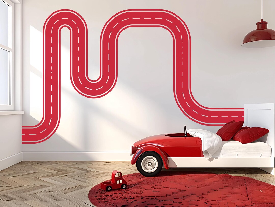 Red Orange Vinyl Wall Sticker, Racing Motion Decor for Gaming Room or ...