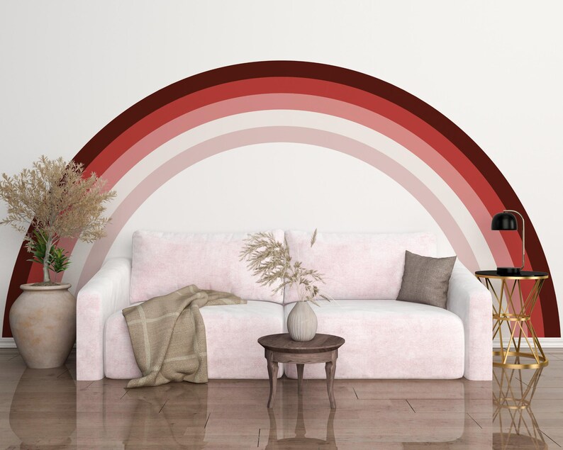 Rainbow Stripes Wall Decal Minimalist Orange Color Palette Vinyl Art ...