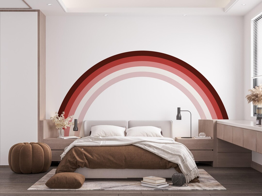 Rainbow Stripes Wall Decal Minimalist Orange Color Palette Vinyl Art ...