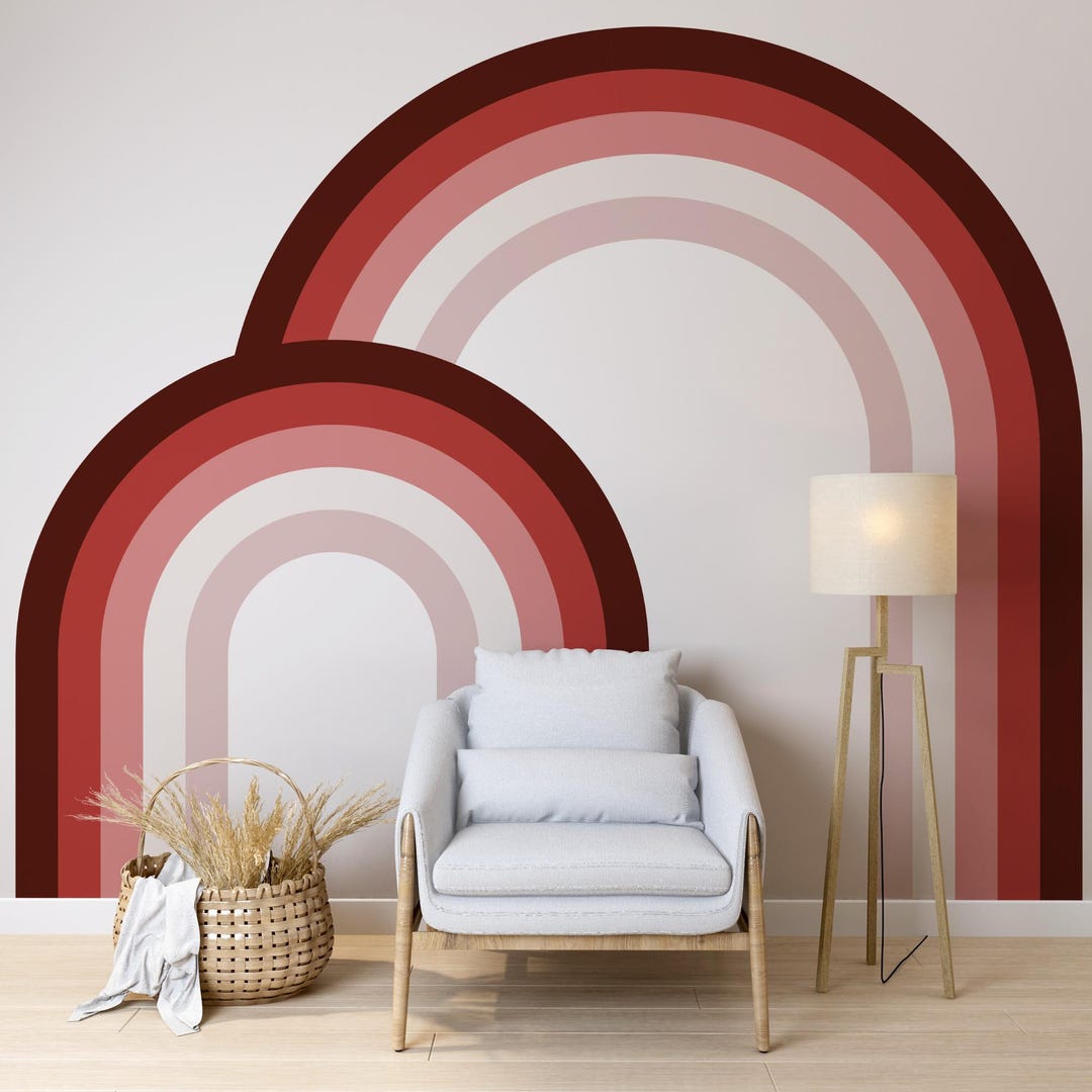 Earthy Tones Rainbow Stripes Wall Decal - Removable Vinyl Mural - Etsy
