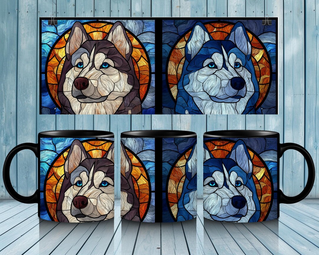 Stained Glass Siberian Husky Color-changing Mug - Etsy