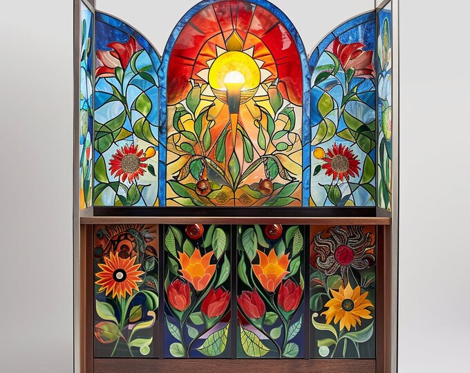 Hand Drawn Glass Altar Ensemble - Etsy