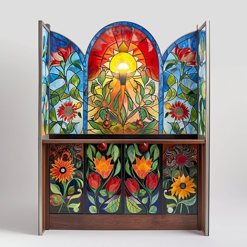 Hand Drawn Glass Altar Ensemble - Etsy