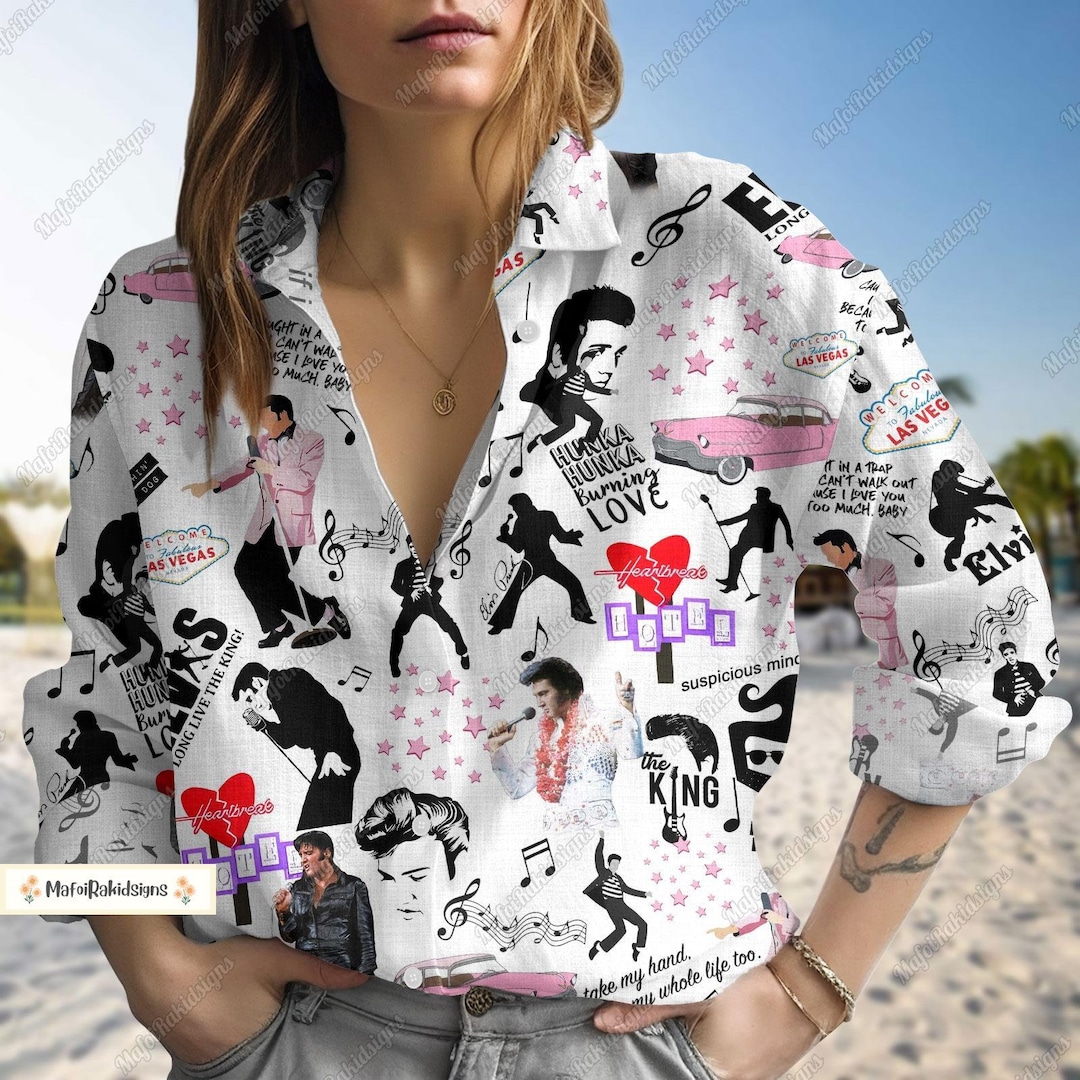 Elvis Presley Linen Shirt, Elvis Presley Linen Blouse, Elvis Presley ...