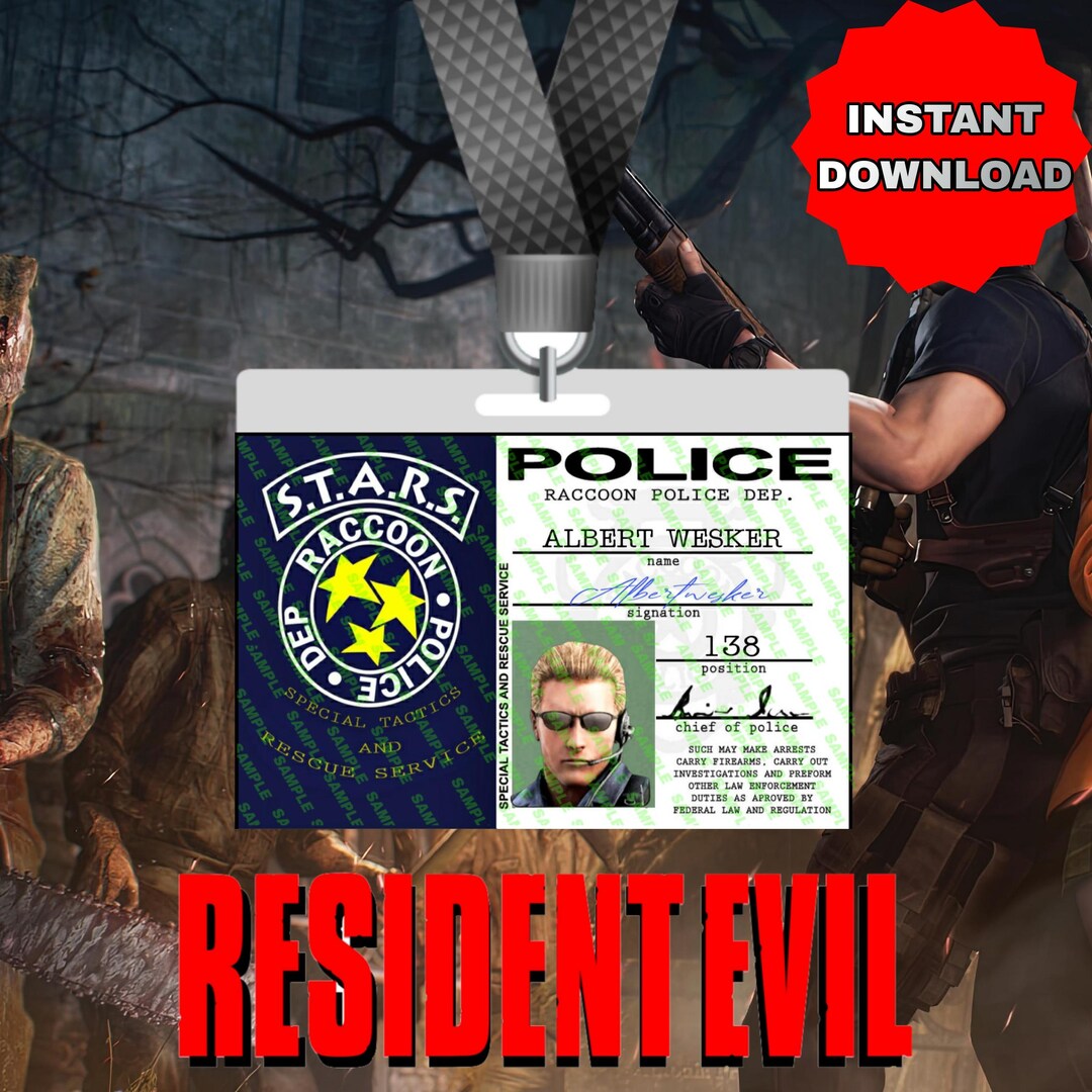 PRINTABLE Albert Wesker Resident Evil,memorial, Cosplay, Id Card, Id ...