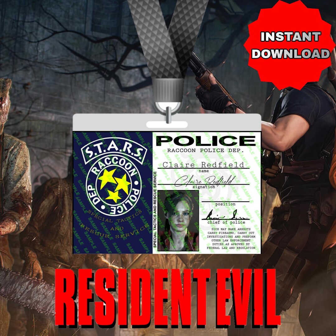 PRINTABLE Claire Redfield Resident Evil,memorial, Cosplay, Id Card, Id ...