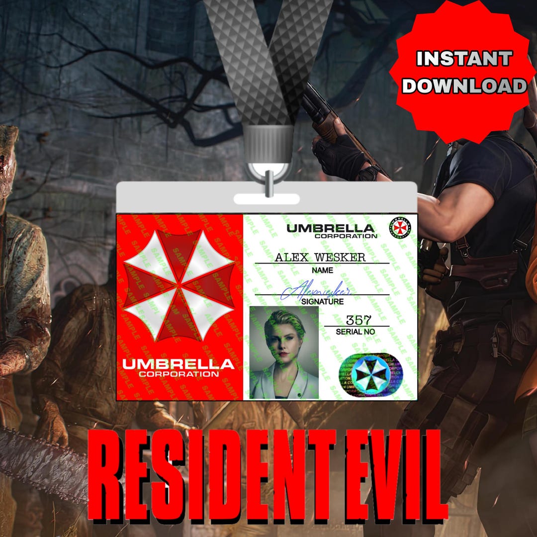 PRINTABLE Alex Wesker Resident Evil,memorial, Cosplay, Id Card, Id ...