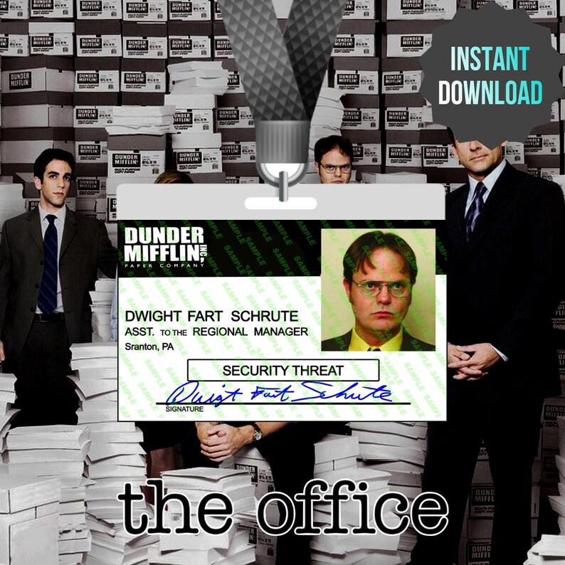 PRINTABLE Dwight Schrute the Office, Memorial, Cosplay, Id Card, Id ...