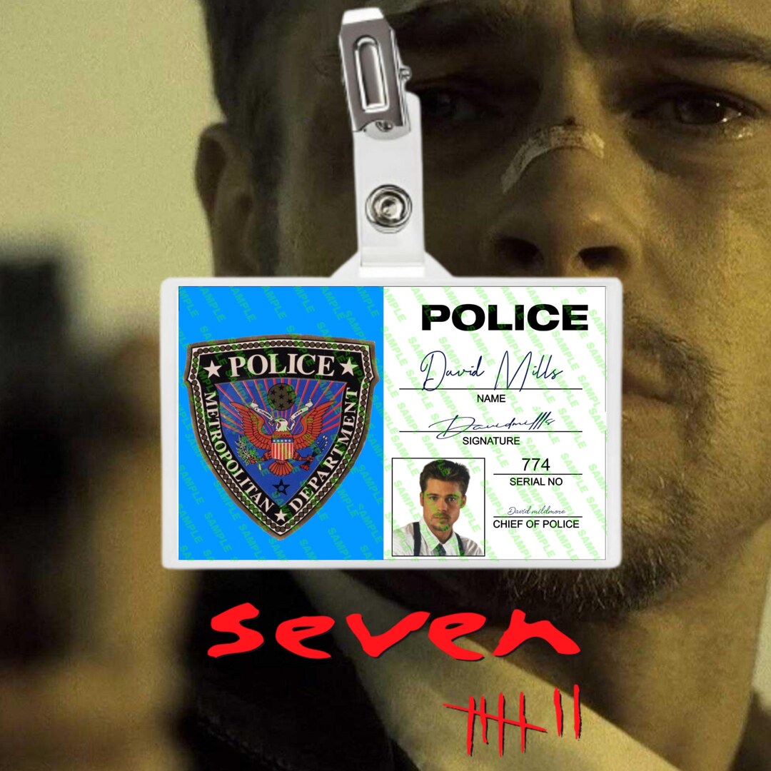PRINTABLE David Mills Seven,memorial, Cosplay, Id Card, Id Badge, Name ...