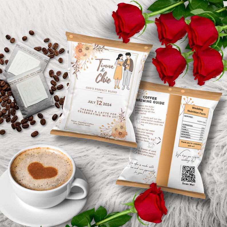 Coffee Drip Bag Wedding Favor Template, Canva Editable (digital ...