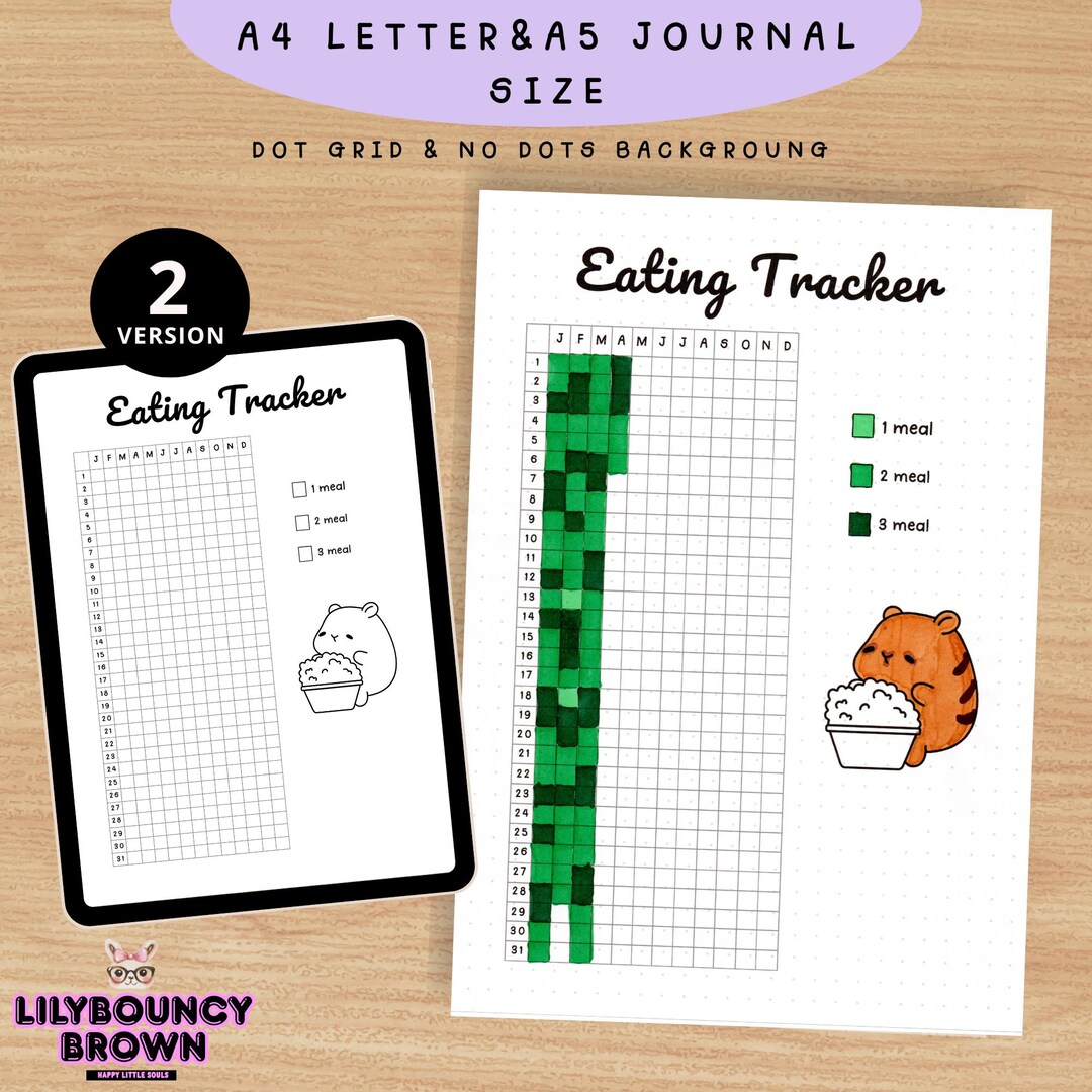 Eating Tracker Printable - Food Log Journal Page - Meal & Diet Tracker ...