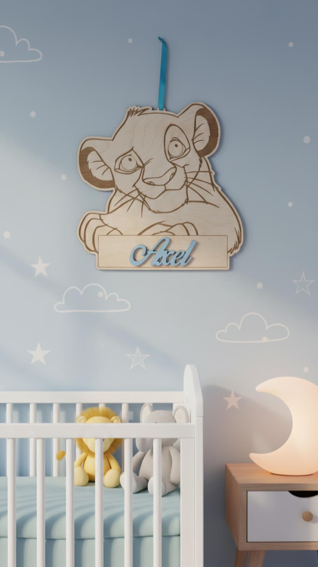 The Lion King Plaque, Simba With Personalized Baby Name in Varnished ...