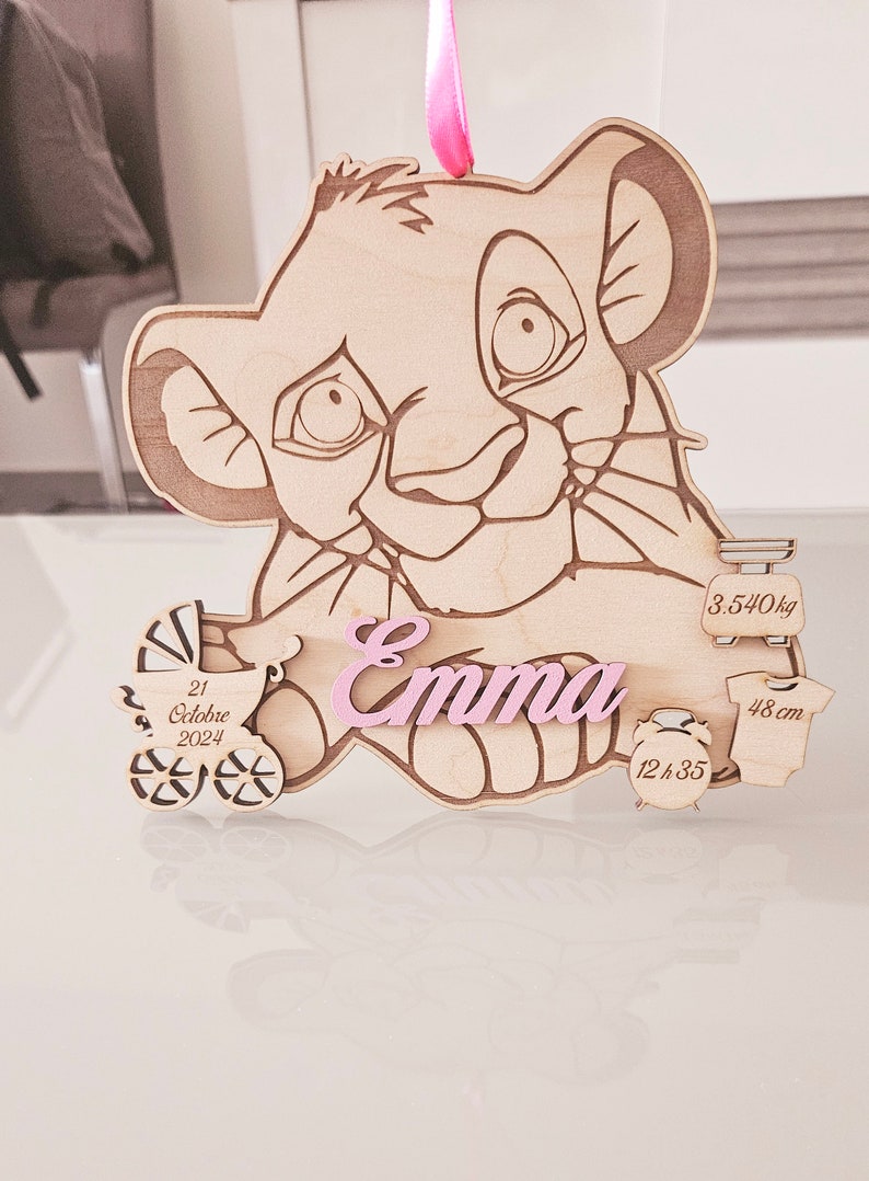 The Lion King Style Plaque, Simba With First Name, Date, Weight, Height ...