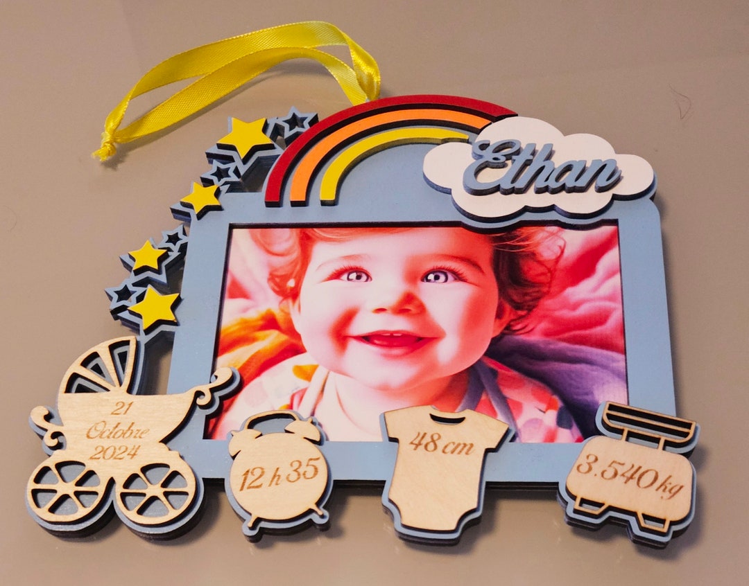 Baby Birth Photo Frame 10x15cm Personalized With First Name in Blue or ...