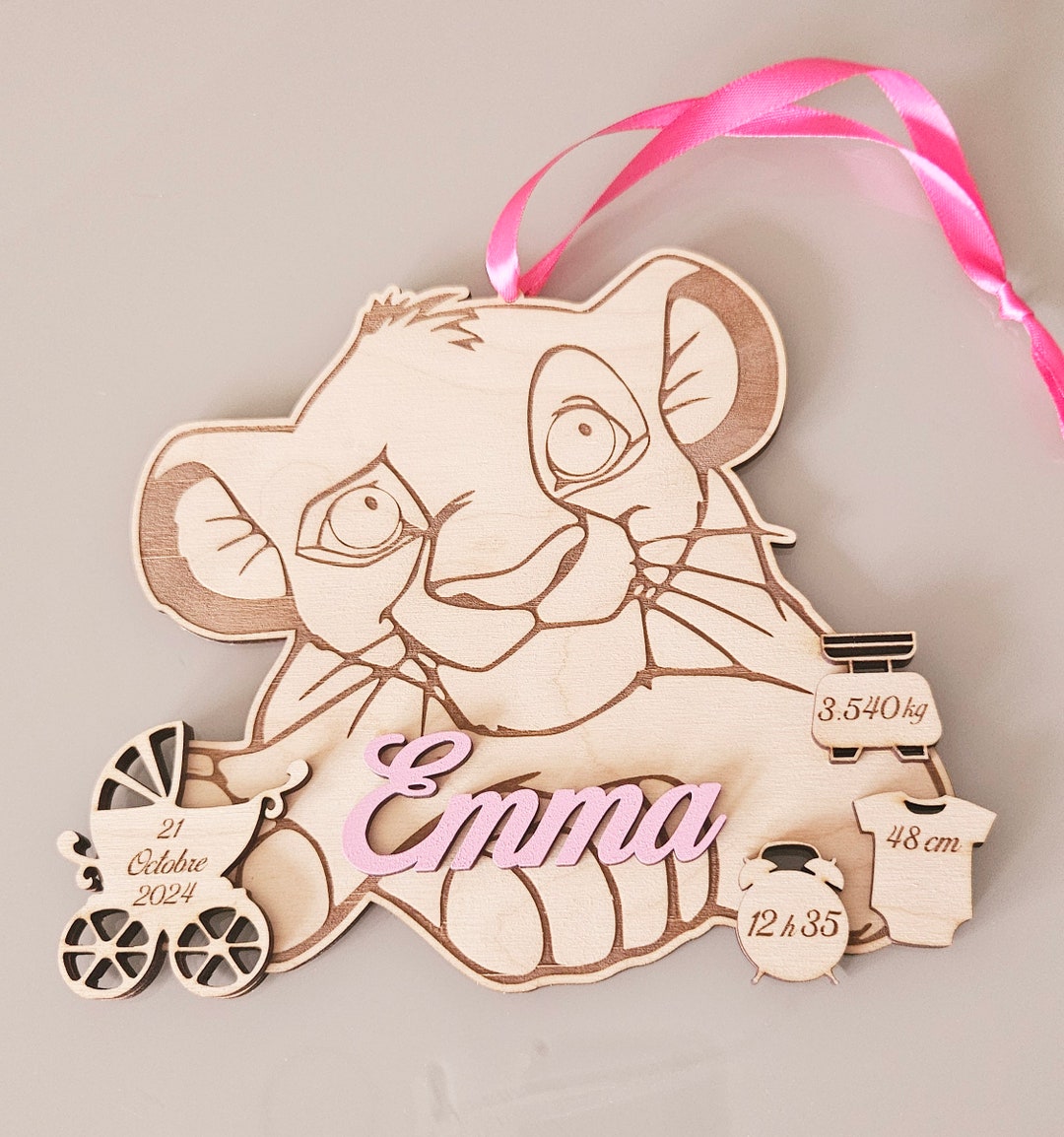 Lion King Style Plaque, Simba Personalized Name/date/weight/height/time ...