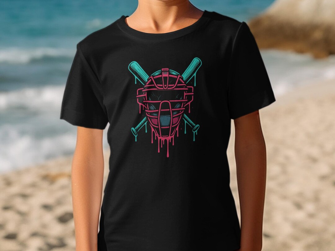 Youth Baseball Catcher Drip Tee Cool Sports Graphic Shirt - Etsy