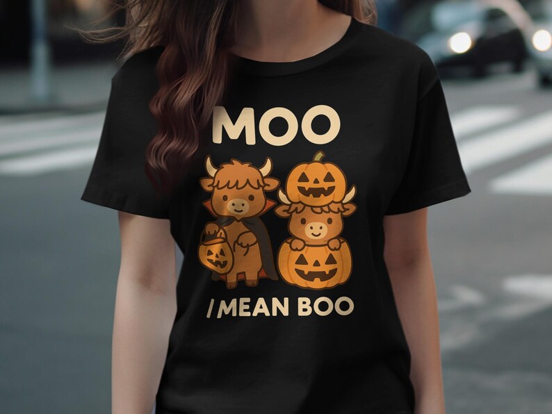 Moo I Mean Boo Shirt Funny Cow Halloween Tee Cute Trick or Treat T ...