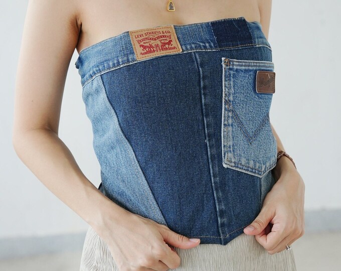 Denim Top Rework // Levis and Wrangler - Etsy