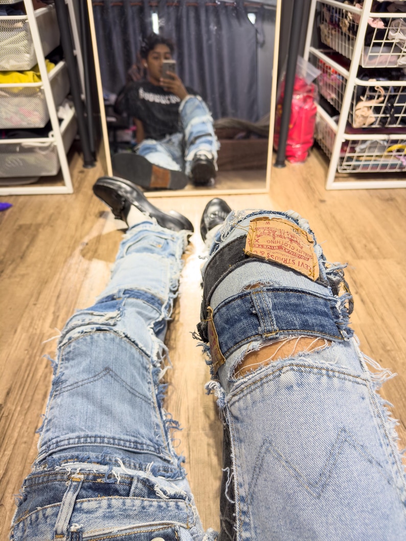 ORDER - Custom Patchwork Vintage Levi's 501 Jeans: 90s Style - Etsy