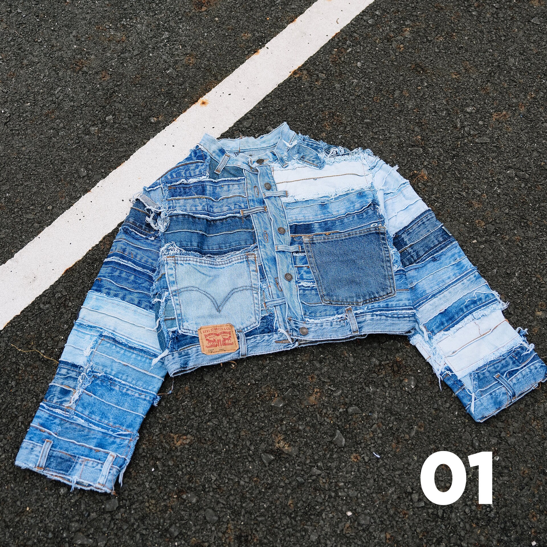 Denim Reworked Jacket Custommade/ Reworked Denim Patchwork / Vintage ...