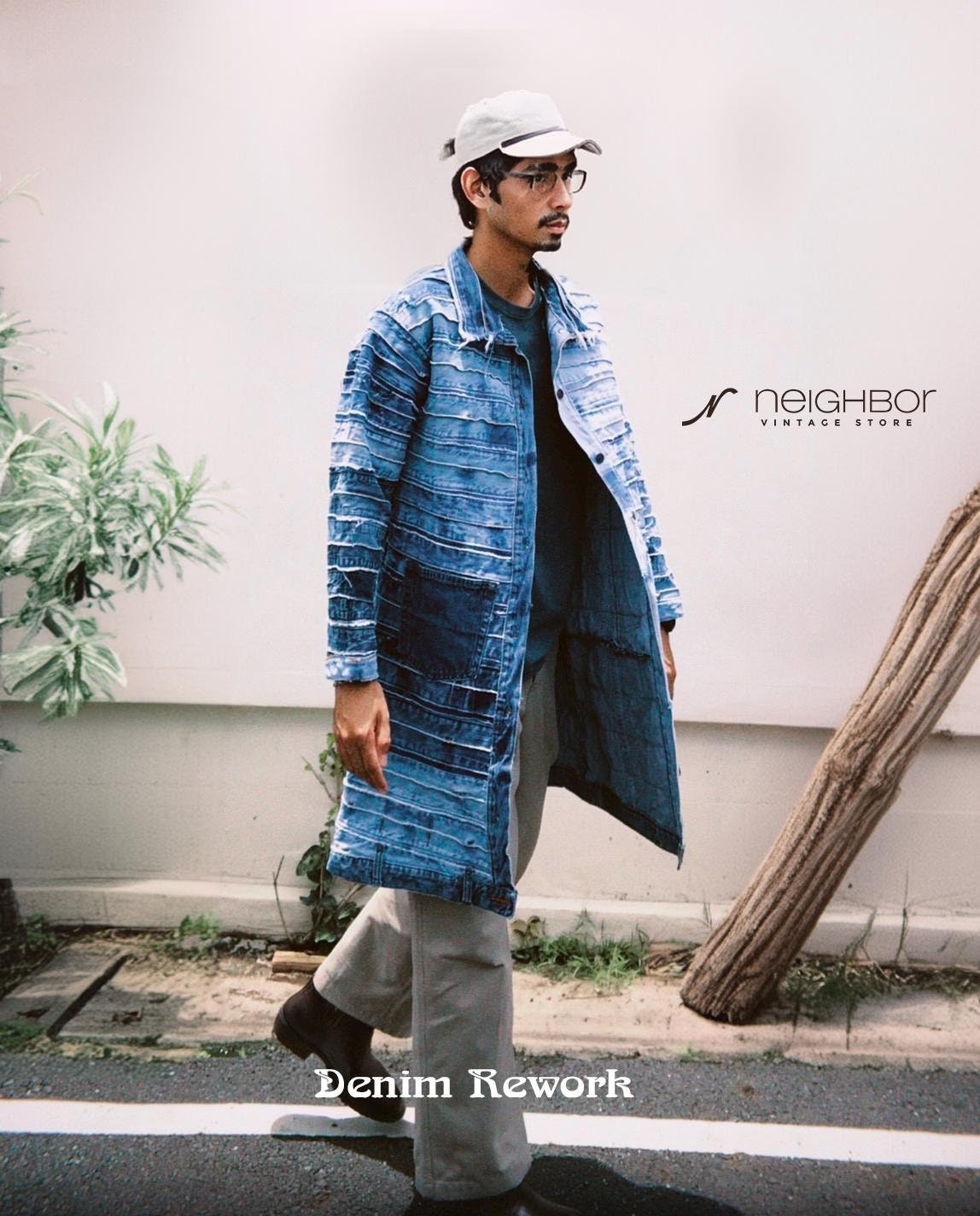 Denim Reworked Jacket Coat/ Reworked Denim Patchwork / Vintage Levis ...