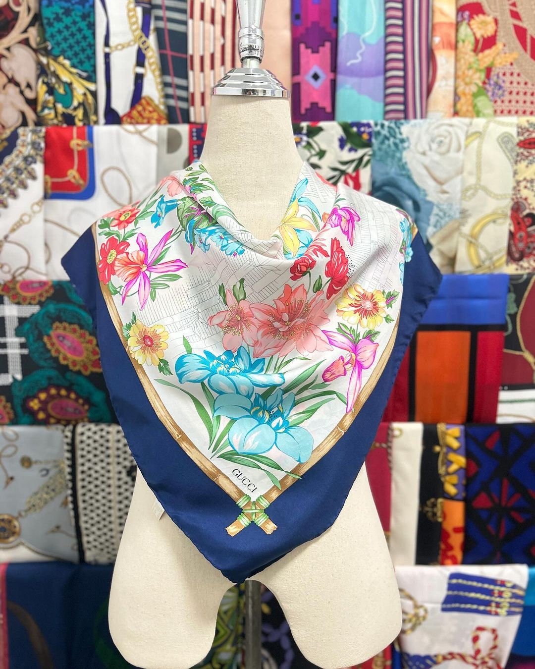 Scarf Vintage Gucci / Silk 100% Made in ITALY / Silk Scarf Gucci / Silk ...