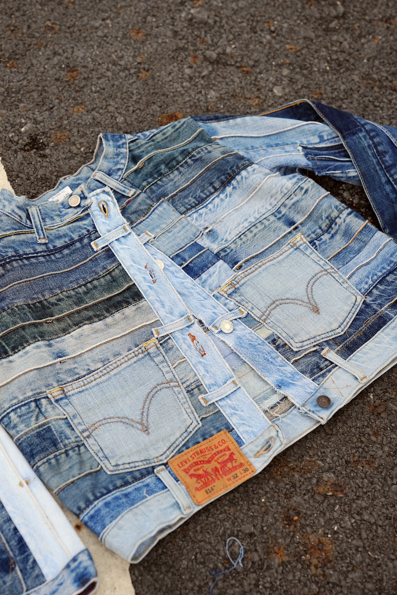 Denim Reworked Jacket Custommade/ Reworked Denim Patchwork / Vintage Levis Denim / HANDMADE High ...