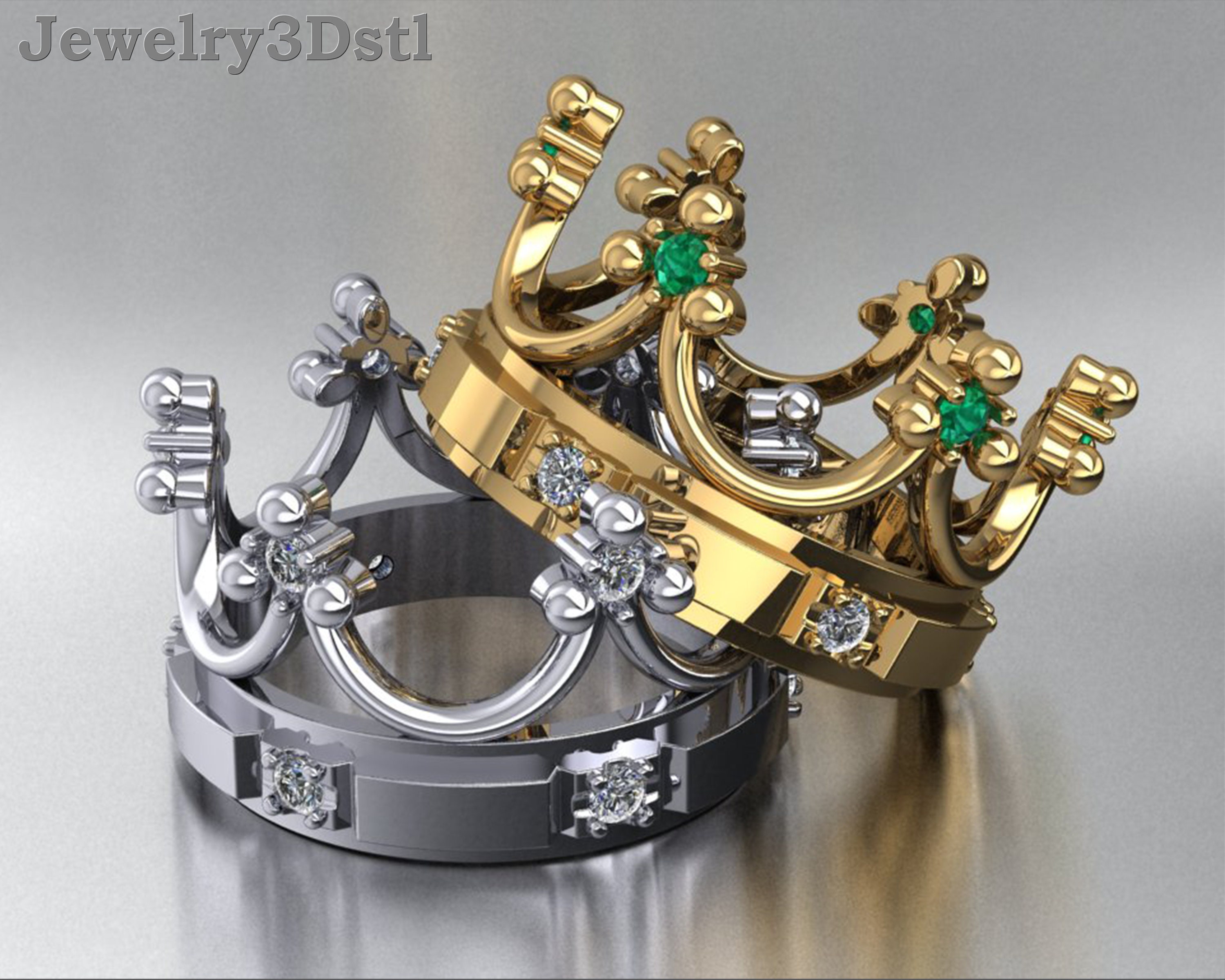 STL 3D Model, Jewelry File for 3D Printing,cnc,crown Ring,3d Corona ...