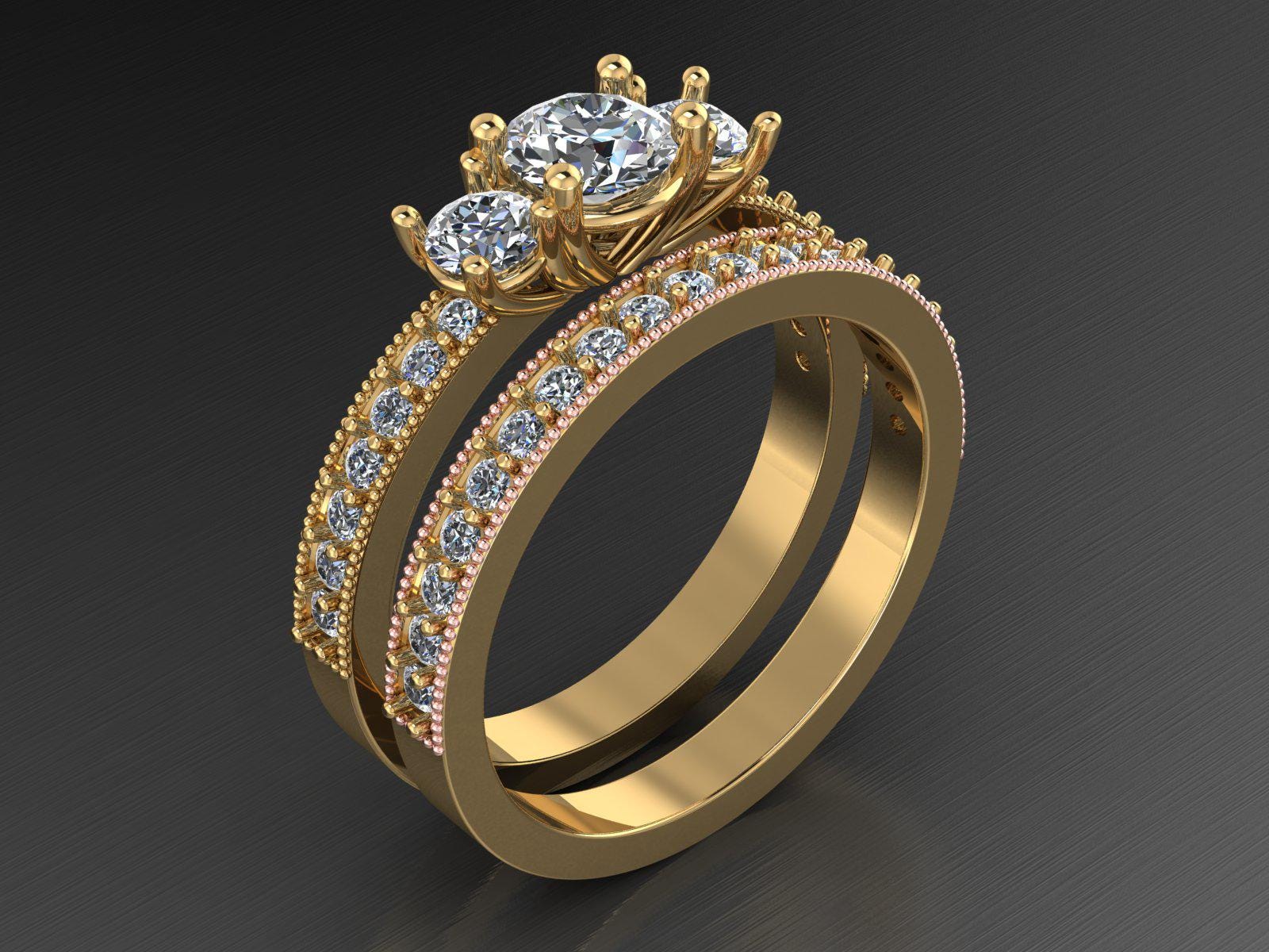 STL 3D Model/ Jewelry Wedding for 3D Printing/double/engagement Ring/3d ...